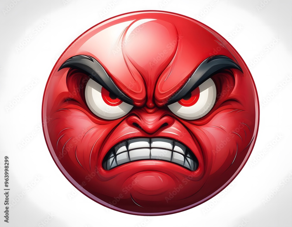 Angry Emoji. A red-faced emoji with furrowed brows and a frown ...