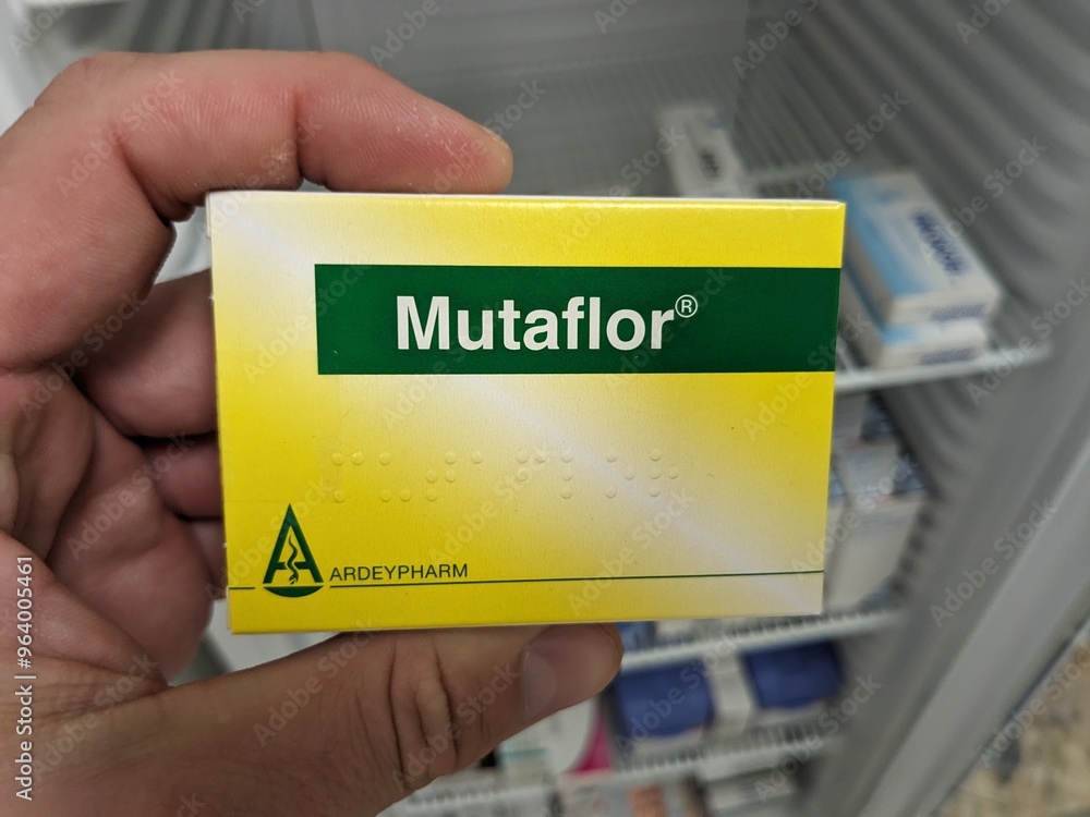 Prague, Czech Republic-August 16 2024:MUTAFLOR box with Escherichia ...