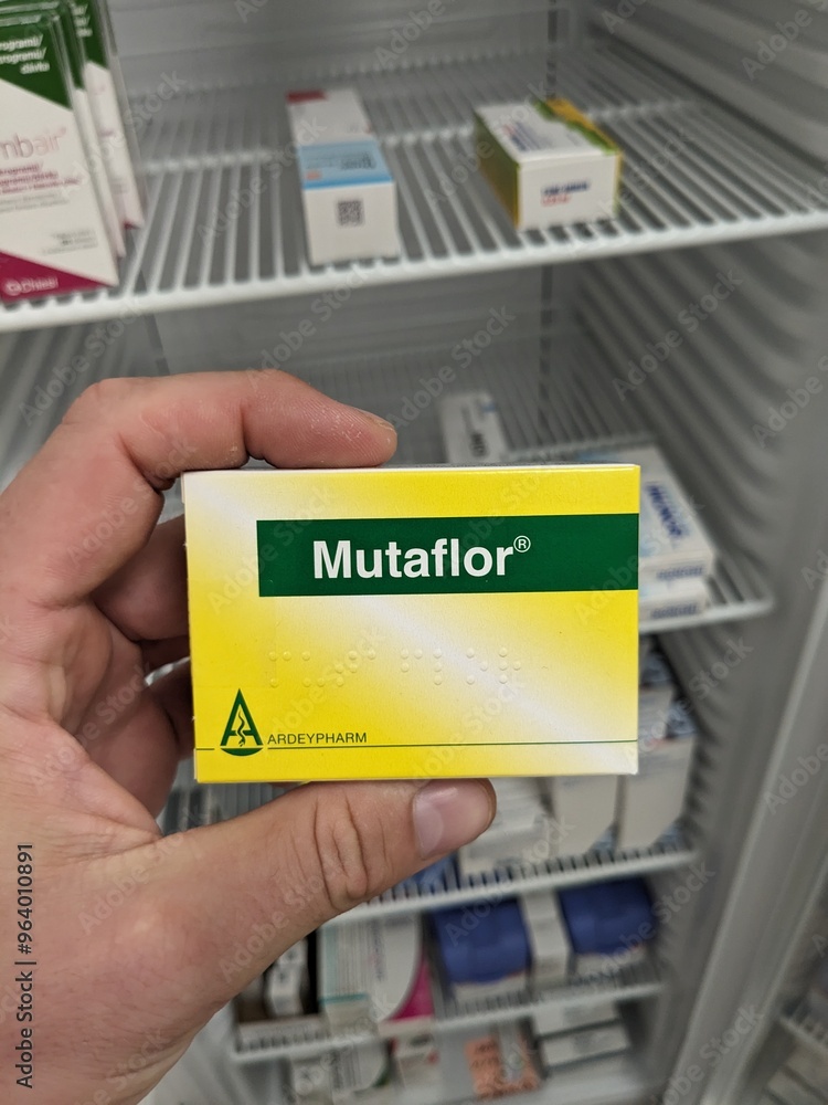 Prague, Czech Republic-August 16 2024:MUTAFLOR box with Escherichia ...