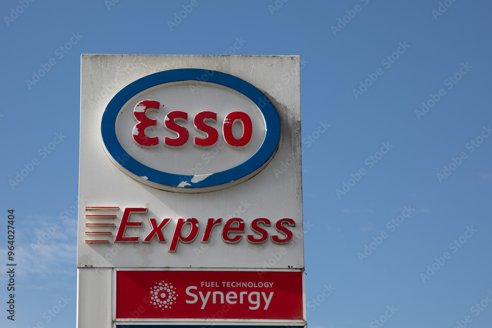 Esso Express petrol fuel technology synergy station American logo text ...