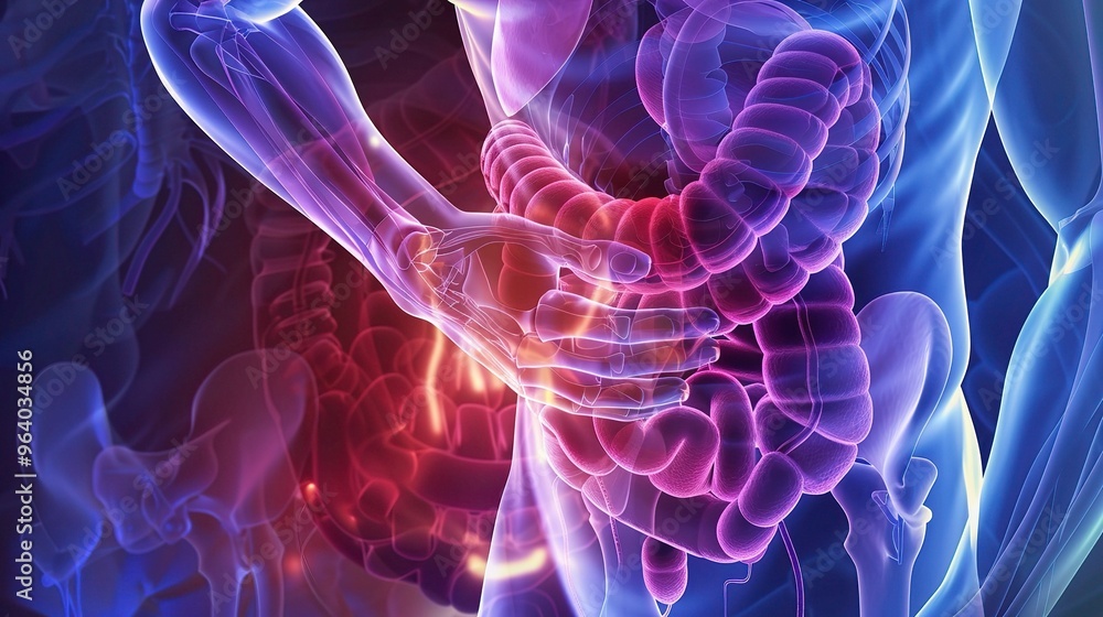 A detailed look at appendicitis showing the affected area. The appendix ...
