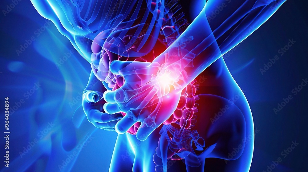 A detailed look at appendicitis showing the affected area. The appendix ...