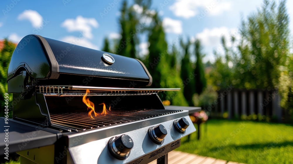 Modern Outdoor Grill in Augmented Reality with Cooking Surfaces, Fuel ...