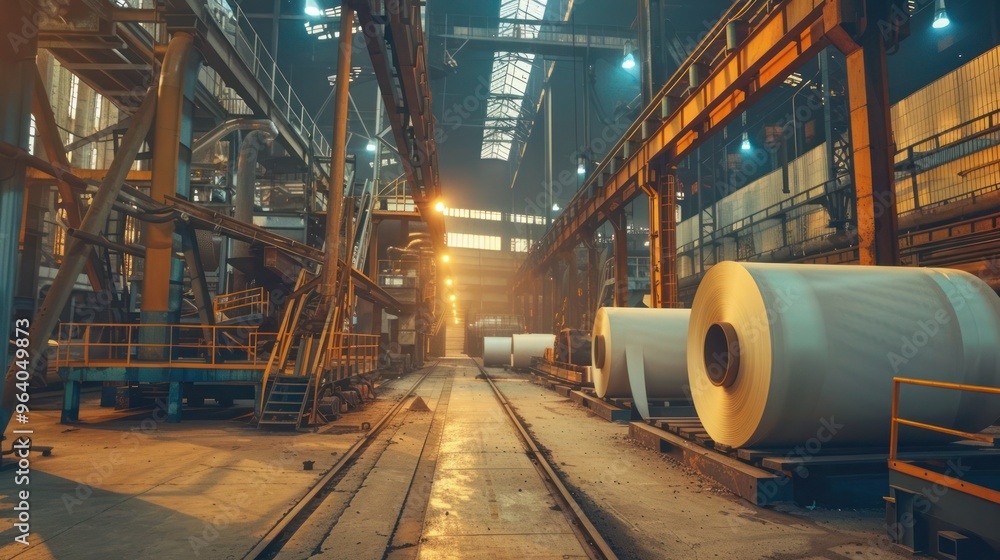 Paper mill machines produce wood pulp into paper rolls for different ...