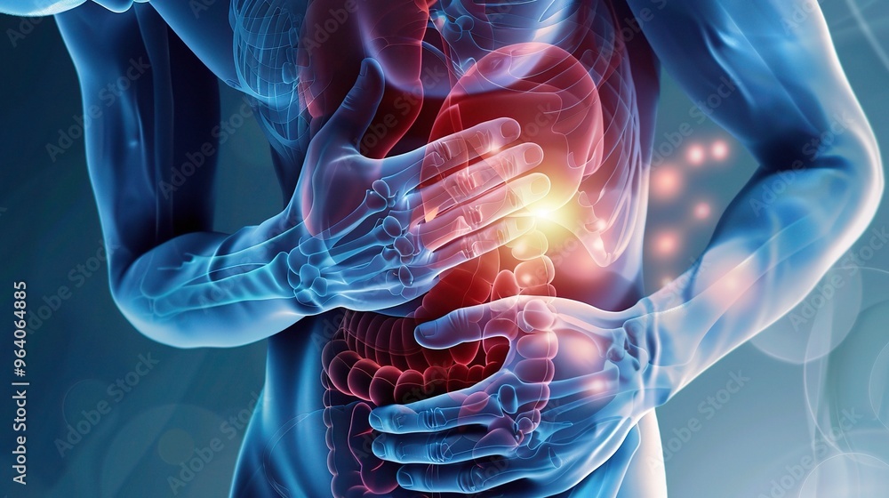 A detailed look at appendicitis showing the affected area. The appendix ...