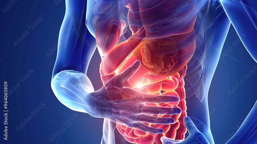 A detailed look at appendicitis showing the affected area. The appendix ...
