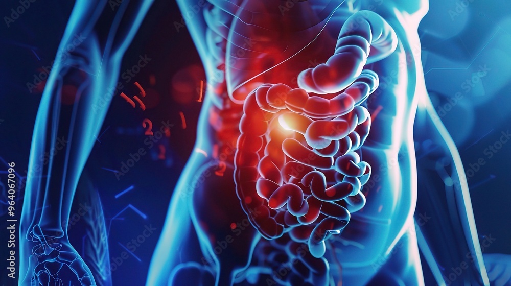A detailed look at appendicitis showing the affected area. The appendix ...