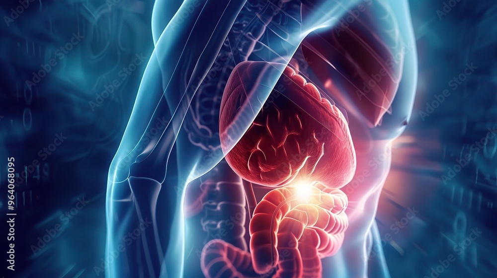A detailed look at appendicitis showing the affected area. The appendix ...