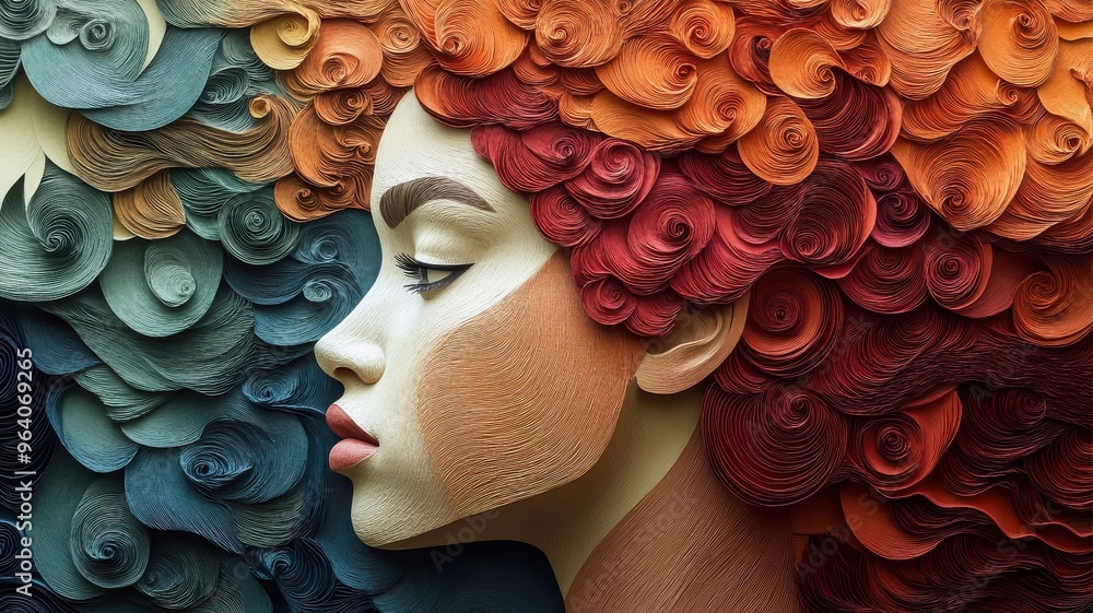 Intricate paper art style depiction of women with skin, featuring cut ...