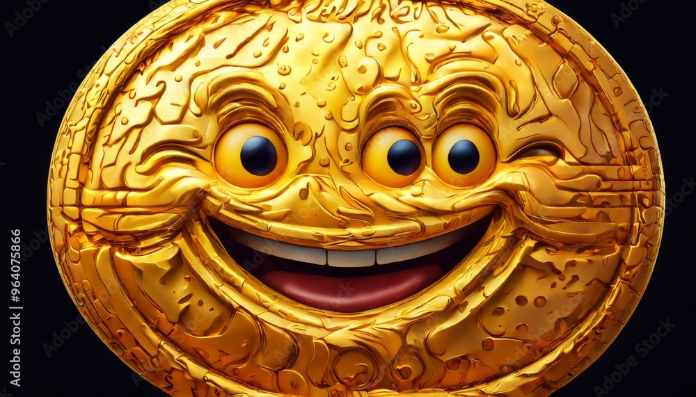 An animated gold coin character with a playful expression and a ...