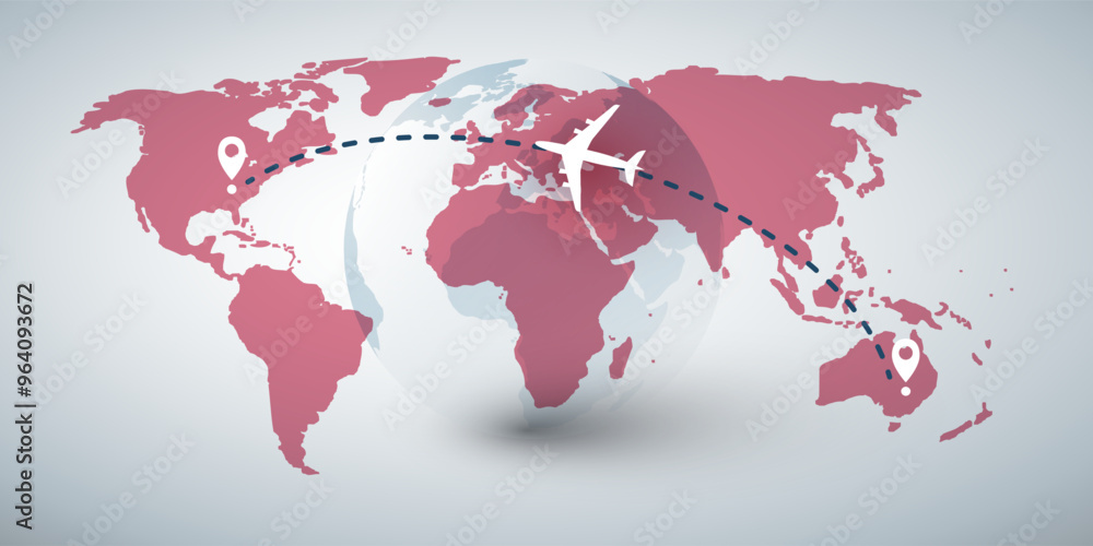 Traveling Around the World - Travel by Airplane Concept - World Map and ...