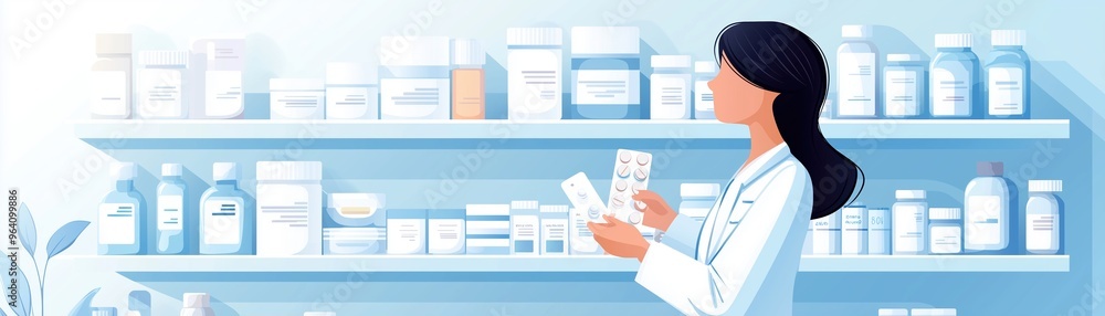 Woman Browsing a Pharmacy Shelf Filled with Birth Control Products ...