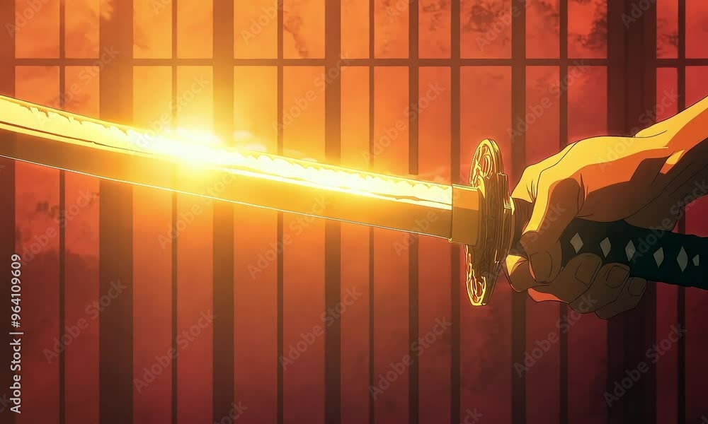 Sunset Katana Blade, anime background - 4K Video Stock of a Samurai ...