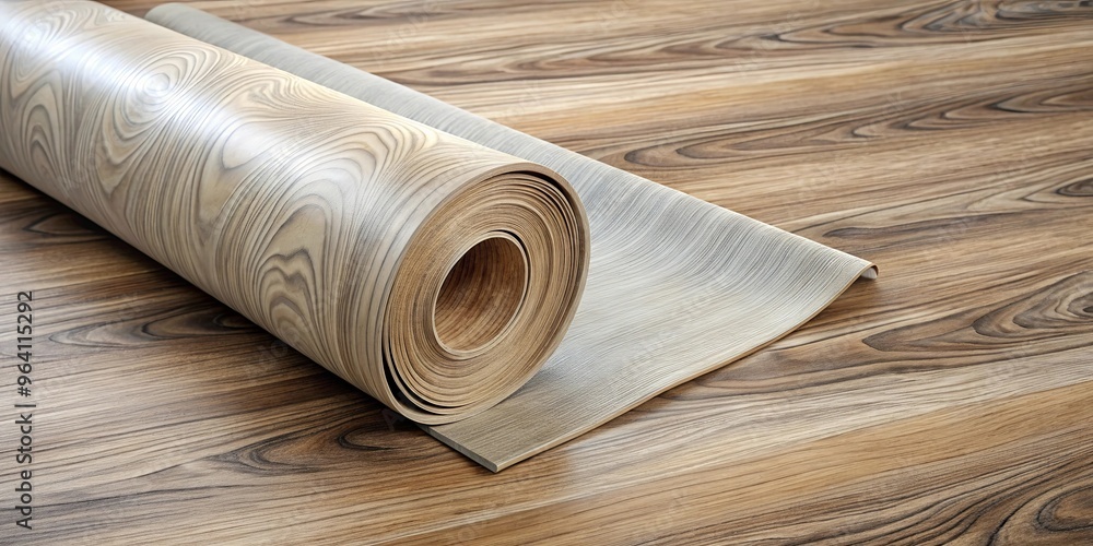 Roll of linoleum with a realistic wood texture flooring covering for ...