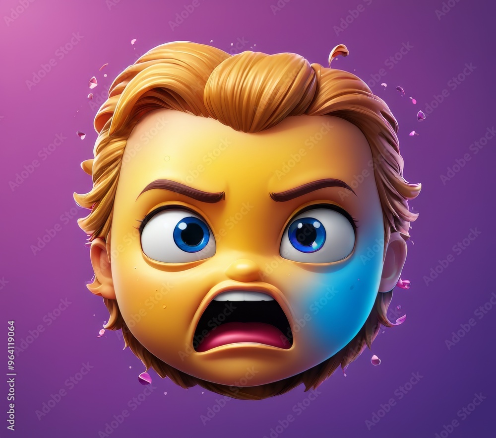 An animated emoji with a dramatic facial expression of shock and horror ...