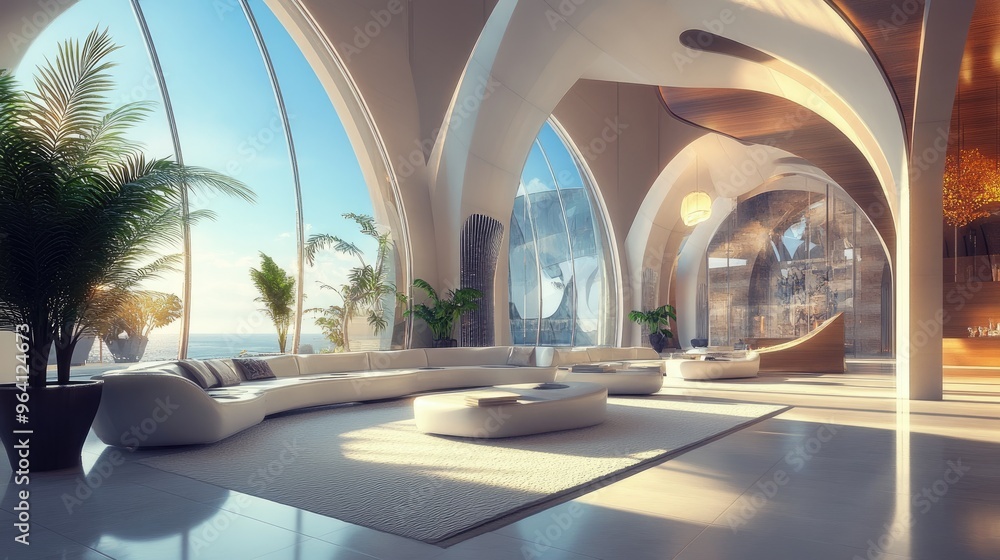 Beautiful and elegant interior design featuring arched buildings and ...