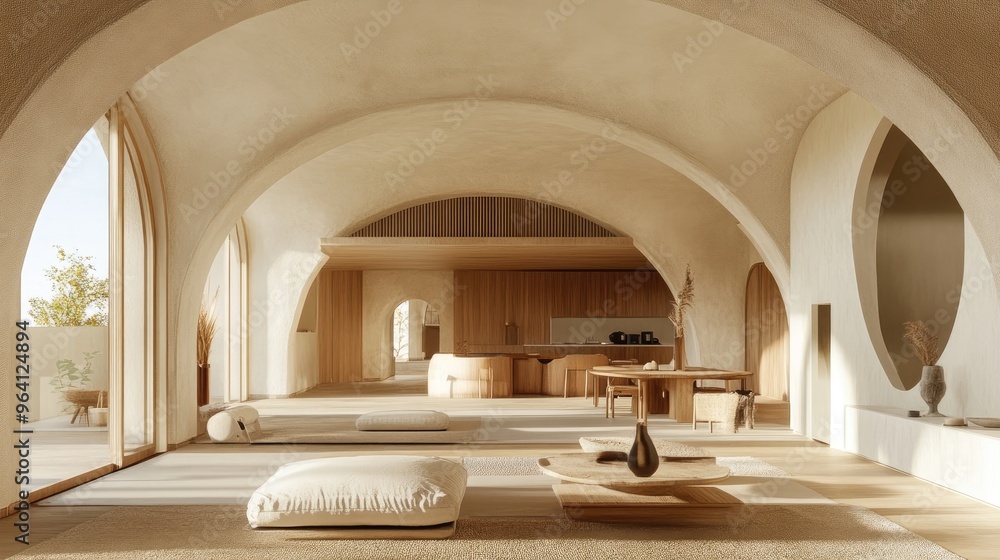 Beautiful arched interior design with a focus on modern architecture ...