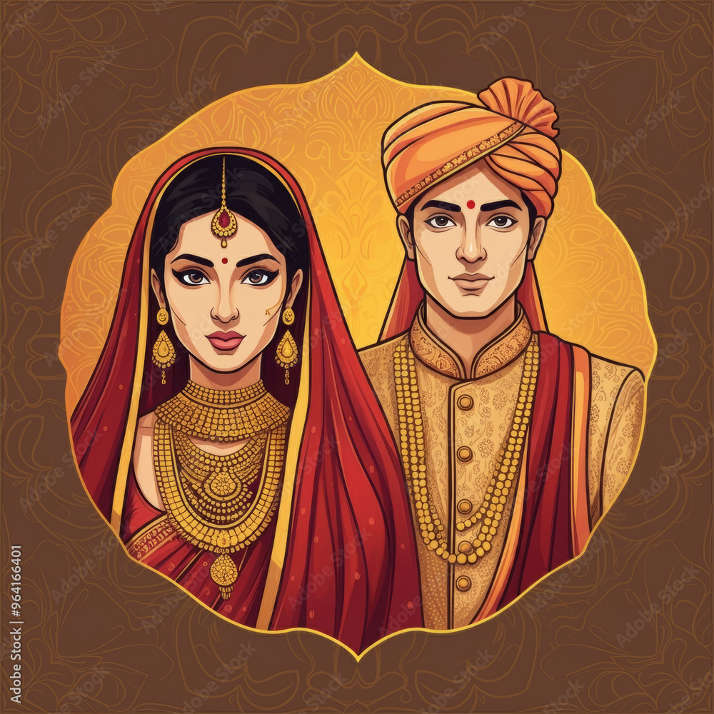 Indian Hindu wedding bride and groom clip art for Indian wedding ...