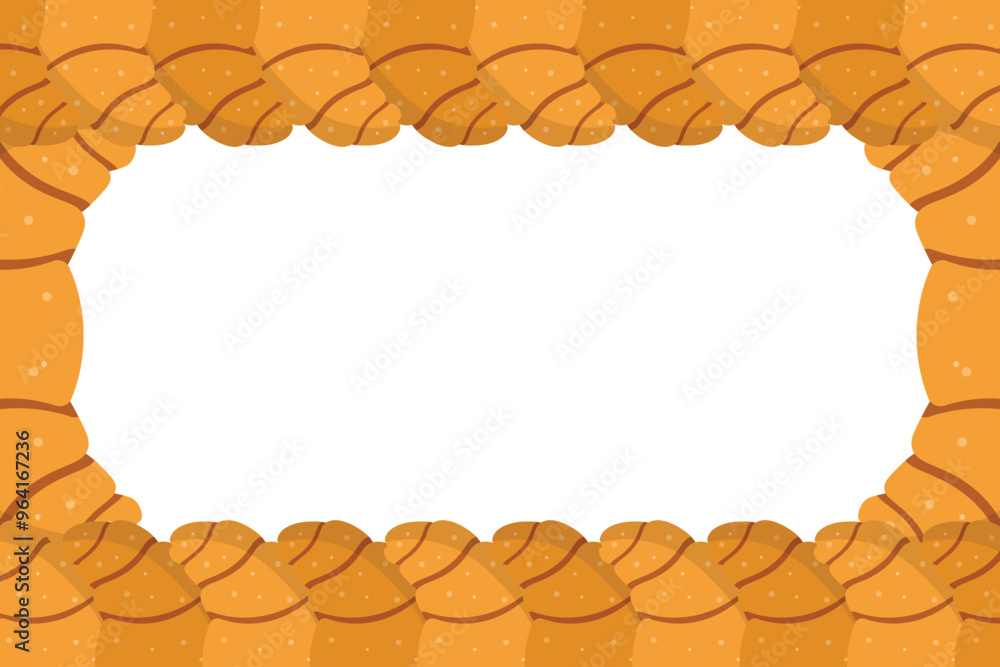 French bread croissant border banner. Bakery shop frame. French bun ...