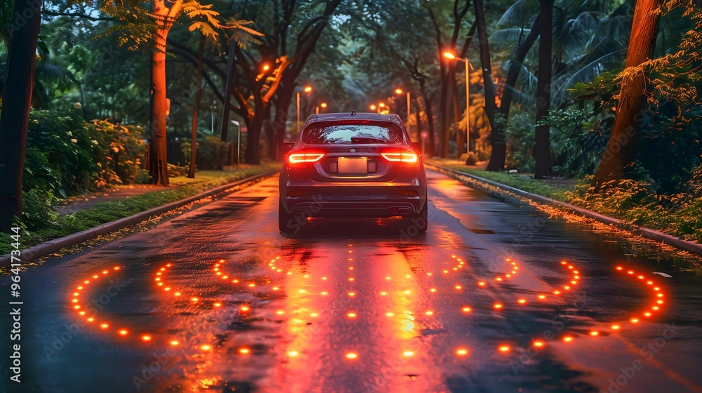 car's blind spot detection system showing sensors on the side mirrors ...