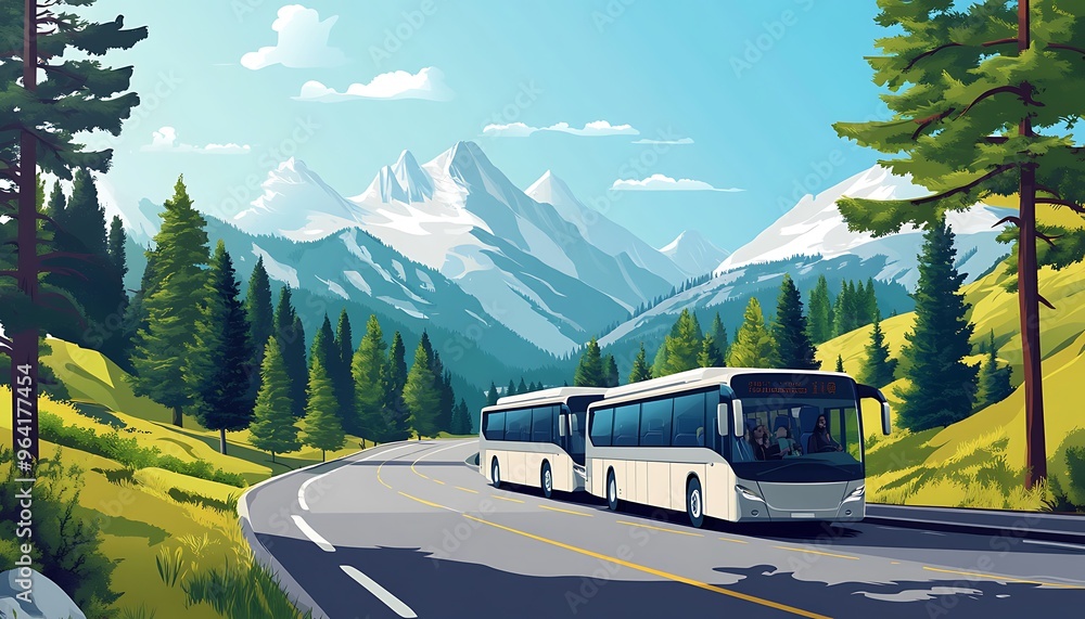 cartoon art bus, intercity bus, urban transport, public transport ...