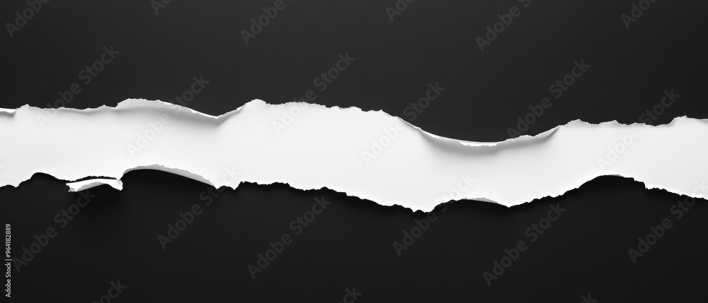 Torn black paper on a white background, generative AI ripped paper ...