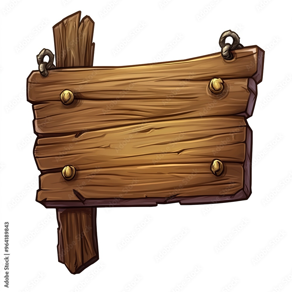 Side view of wooden sign UI sprite for mobile game design Stock ...