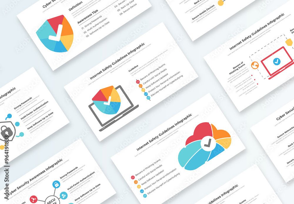 Cyber Security Awareness And Safety Guideline Infographic Stock ...