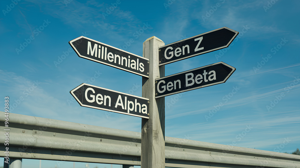 Poster Signboard with Millenials, Gen Z, Gen Alpha, and Gen Beta with ...