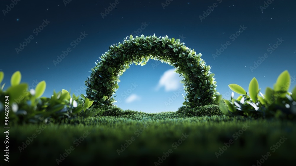 A magical portal opening in the night sky, revealing a fantastical ...
