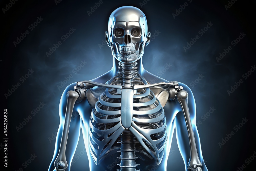 Depiction of a human skeleton with X-ray vision, showcasing a series of ...