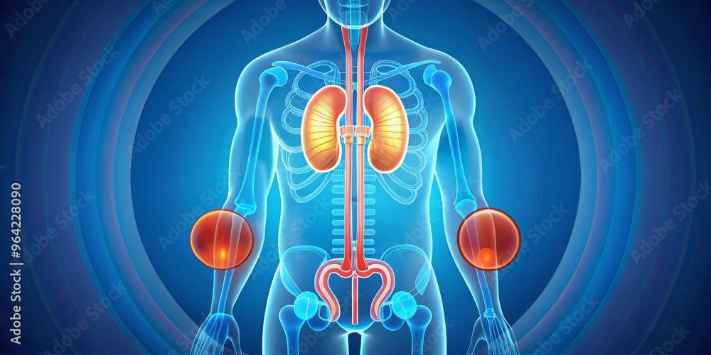 Simplified and stylized illustration of a urinary tract system with ...