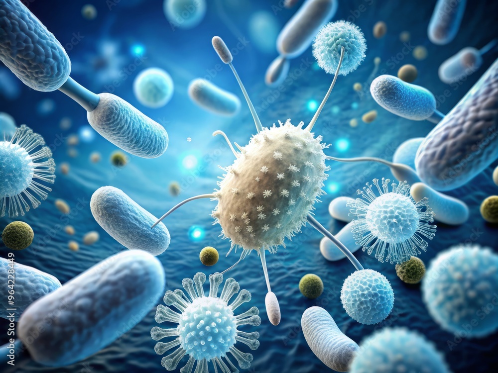 Microscopic view of a urine sample showing multiple white blood cells ...