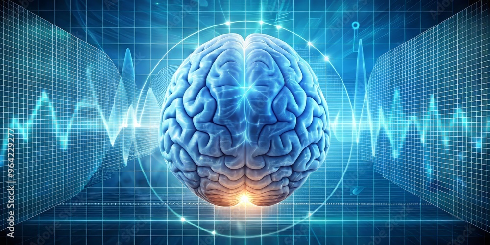 Realistic illustration of a brain MRI scan protocol with a subtle grid ...