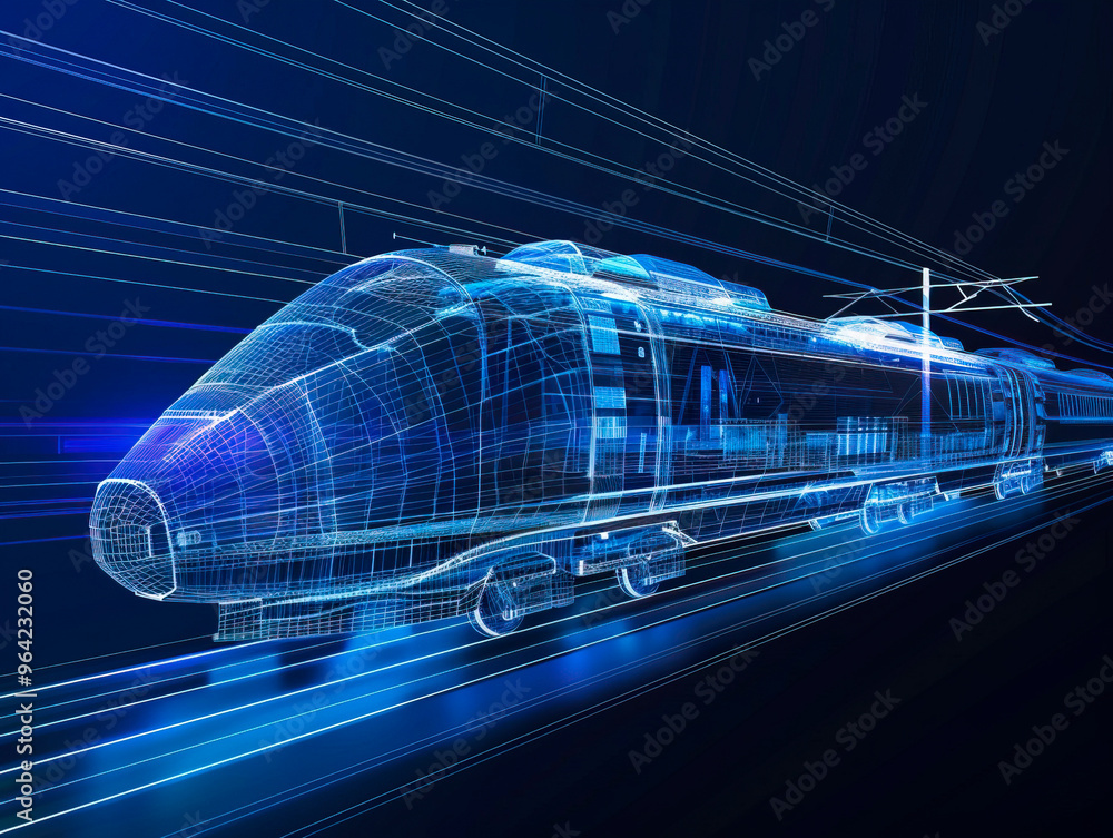 The maglev train runs on the track. Maglev visualization with augmented ...