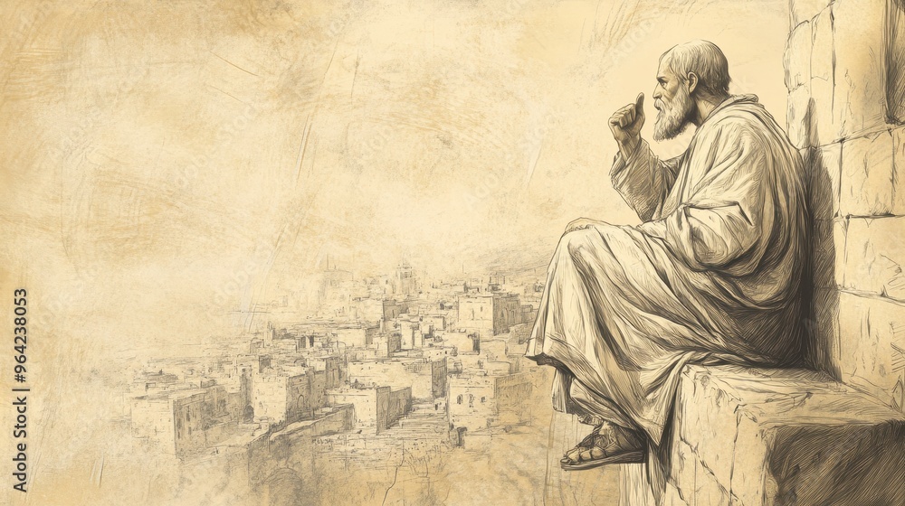 Biblical Illustration: Watchman on Zion’s Walls, Praying Passionately ...