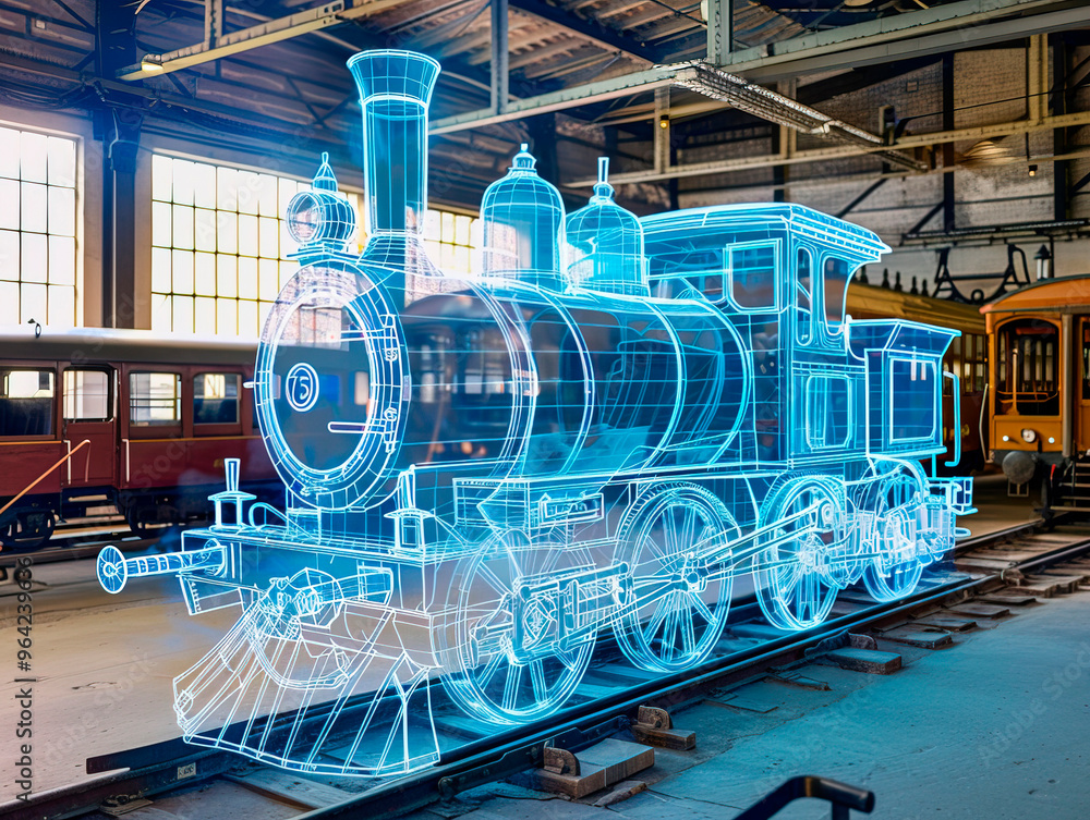 Steam locomotive 1800s visualization with augmented reality Transparent ...