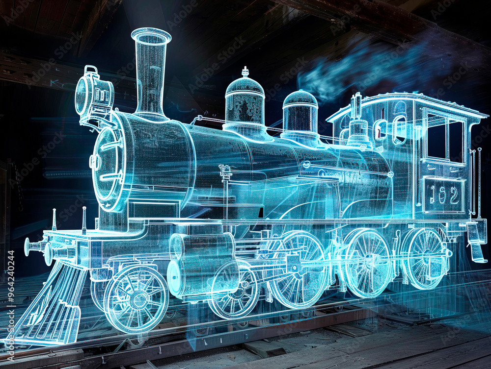Steam locomotive 1800s visualization with augmented reality Transparent ...