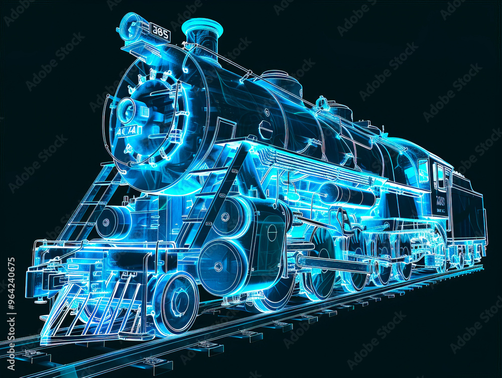 Steam locomotive 1800s visualization with augmented reality Transparent ...