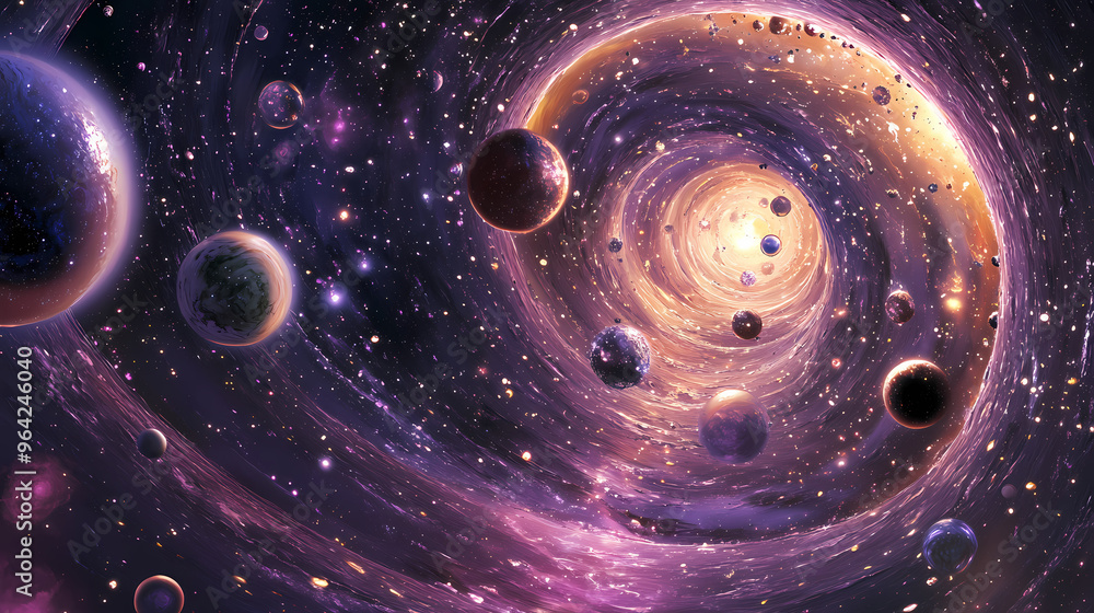 Beautiful wallpaper with parallel universes galaxy background. Parallel ...