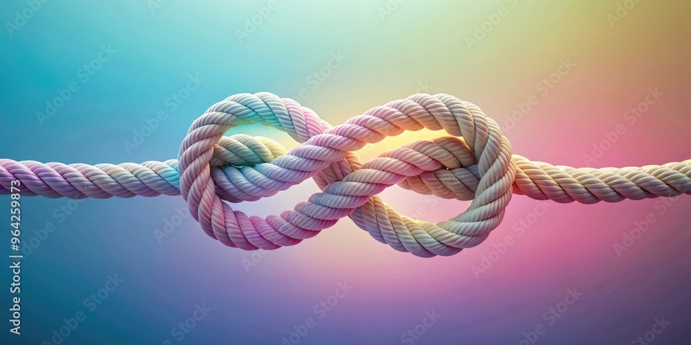 Delicate, intertwined threads form a intricate, symbolic love knot ...