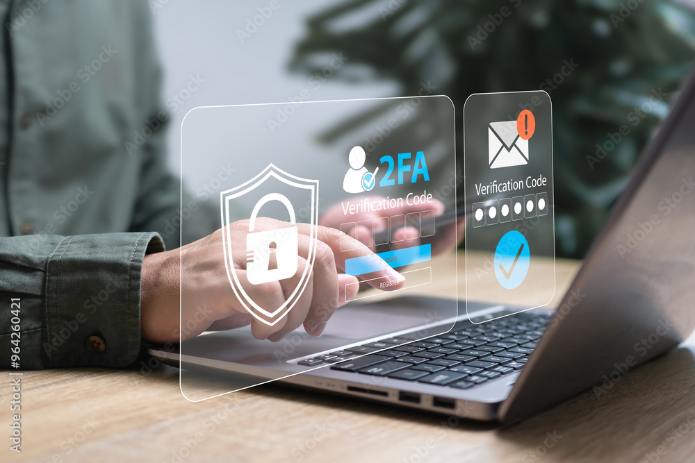 2fa Cyber Security Two Factor Authentication Verification Concept Businessman Enter