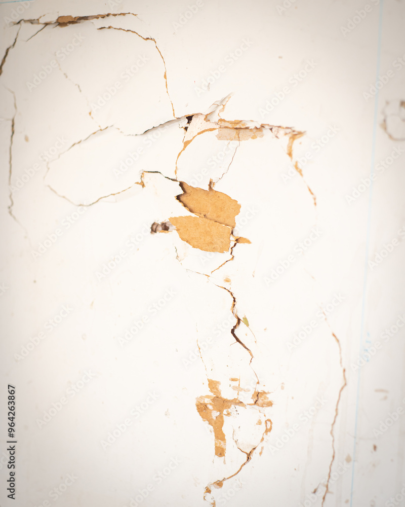 Broken drywall boards flat panel made from gypsum plaster sandwiched ...