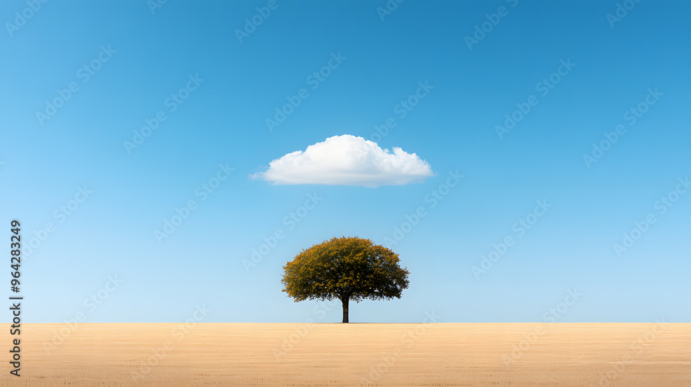 Lone Oak Tree Stands Majestically in the Middle of a Desert | Symbol of ...