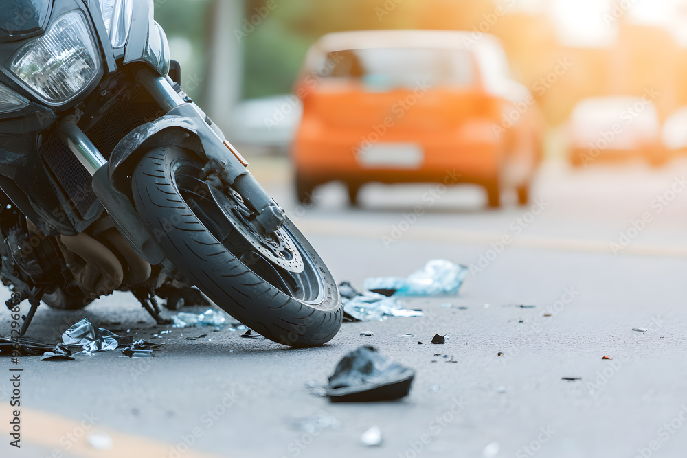 Aftermath of a Motorcycle and Car Accident on the Road | Traffic ...