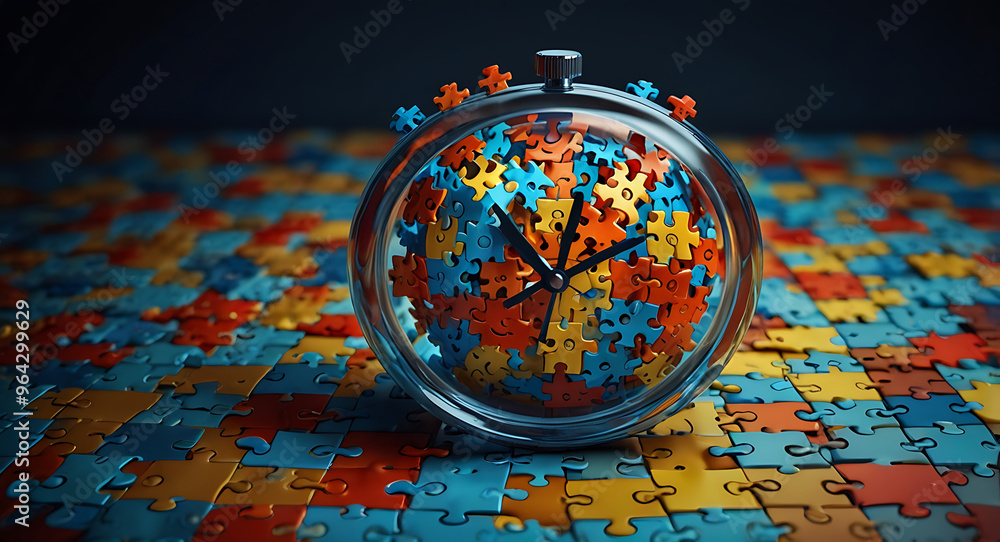 A conceptual depiction of time management as a digital clock with ...