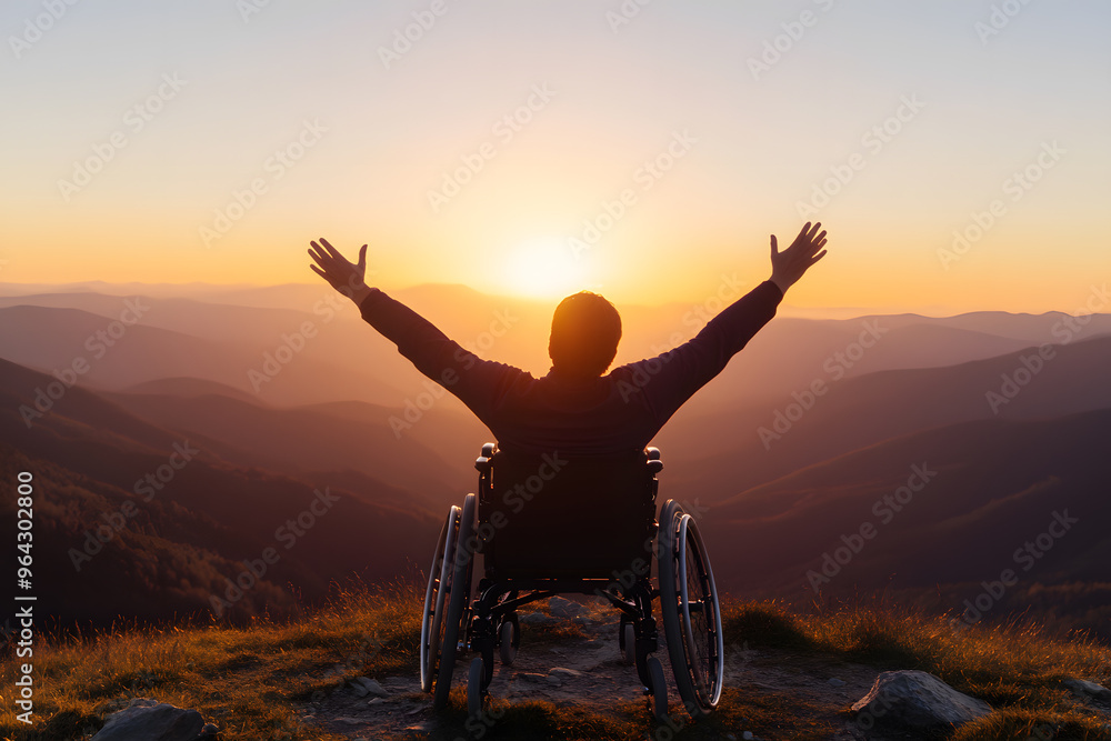 Individual in a Wheelchair with Arms Uplifted | Empowerment and ...
