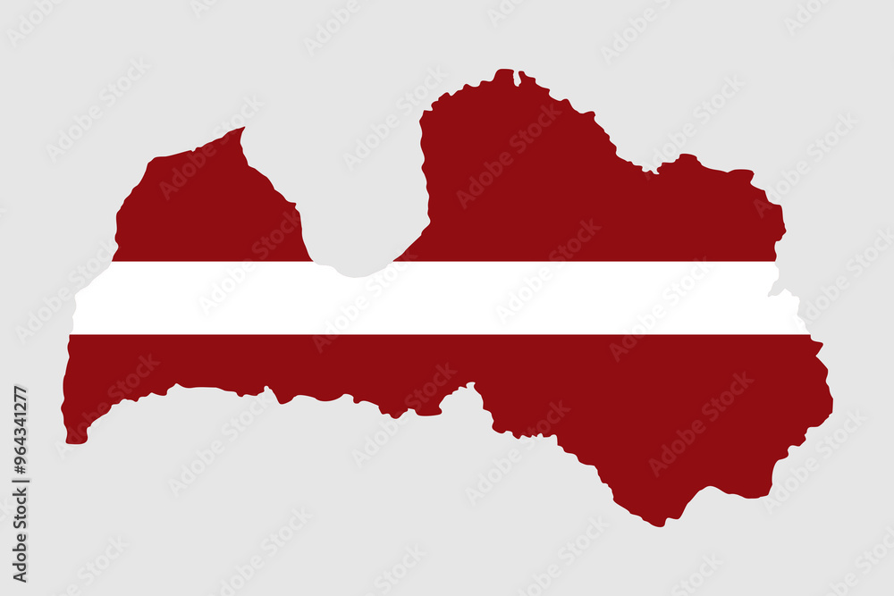 High-Resolution Latvia Map with Flag Colors Isolated on White ...
