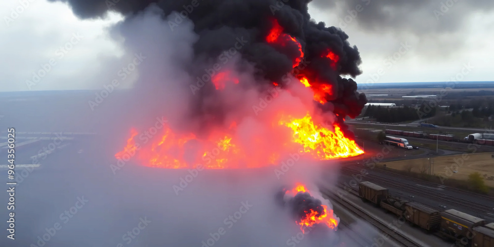 flam exploded Train derailed exploding with fire and smoke. Tanks ...