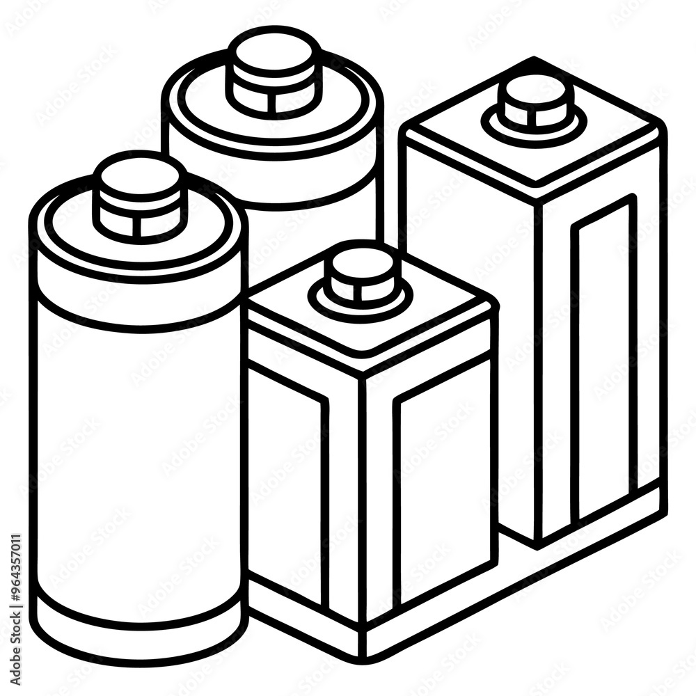 batteries outline coloring book page line art illustration digital ...
